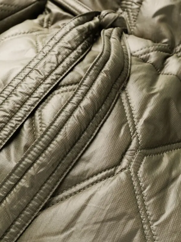 GANNI Drawstring Quilted Coat - Green