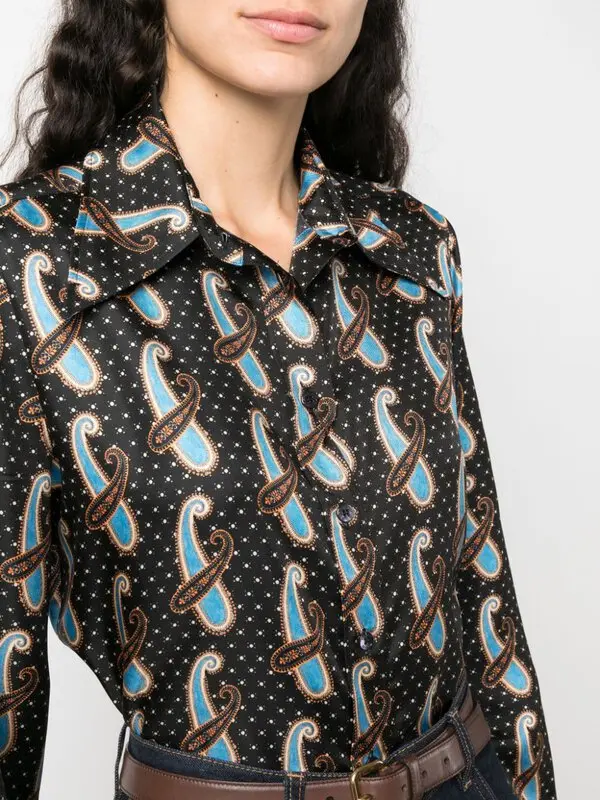 Etro Paisley-print Silk Shirt - Black
