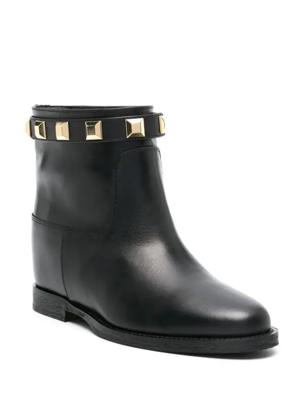 VIA ROMA 15 Santa Monica Stud-embellished Ankle Boots - Black