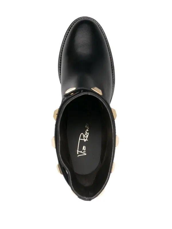 VIA ROMA 15 Santa Monica Stud-embellished Ankle Boots - Black