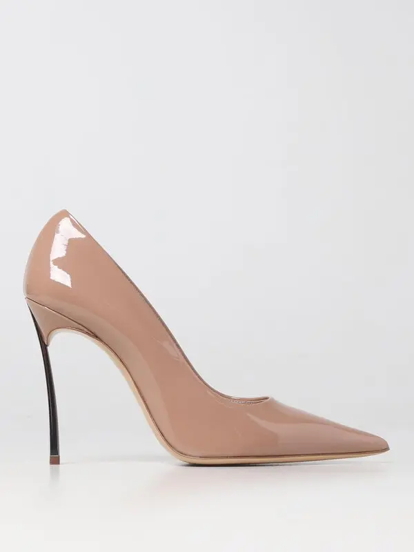 Casadei Patent Leather Pointed Toe Stiletto Pumps - Nude