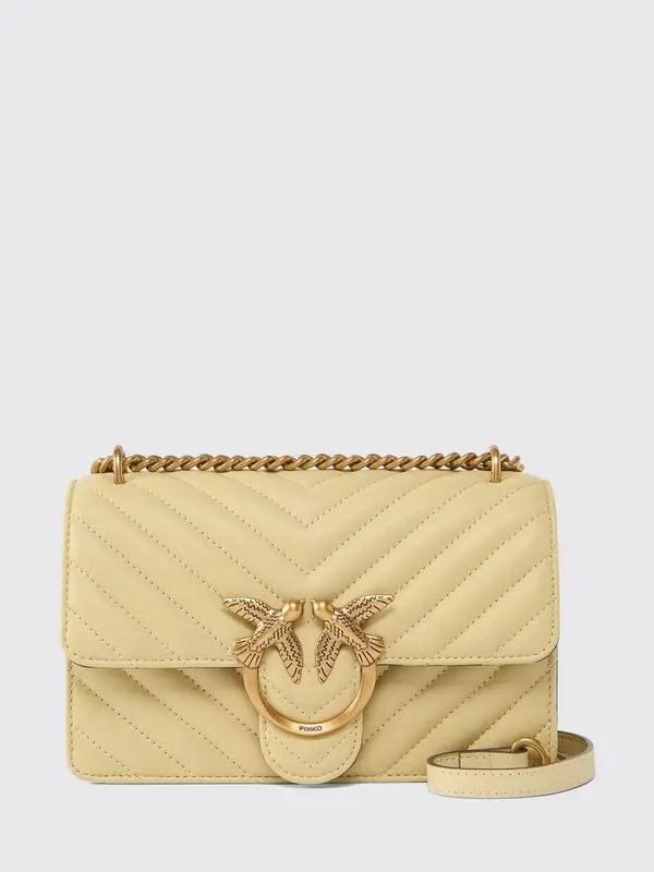 Pinko Quilted Mini Bag With Bird Clasp - Yellow