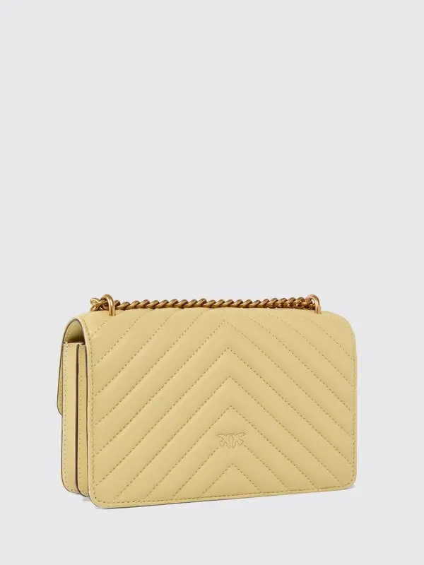 Pinko Quilted Chevron Chain Strap Shoulder Bag - Yellow