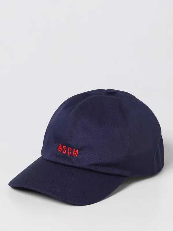 MSGM Hat In Cotton With Embroidered Logo - Blue