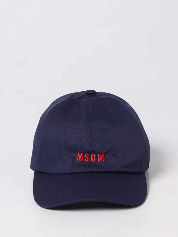 MSGM Cotton Baseball Cap With Embroidered Logo - Blue