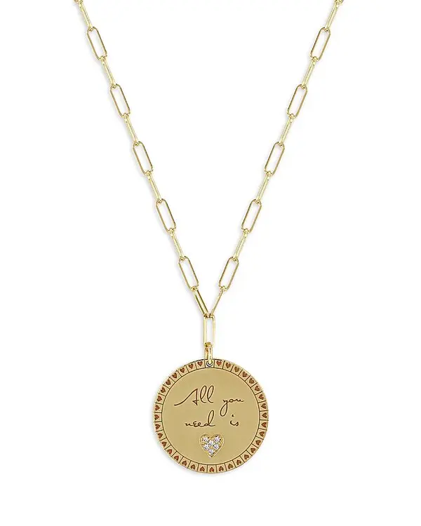 Zoe Chicco 14k Yellow Diamond Mantra Pendant Necklace - Gold