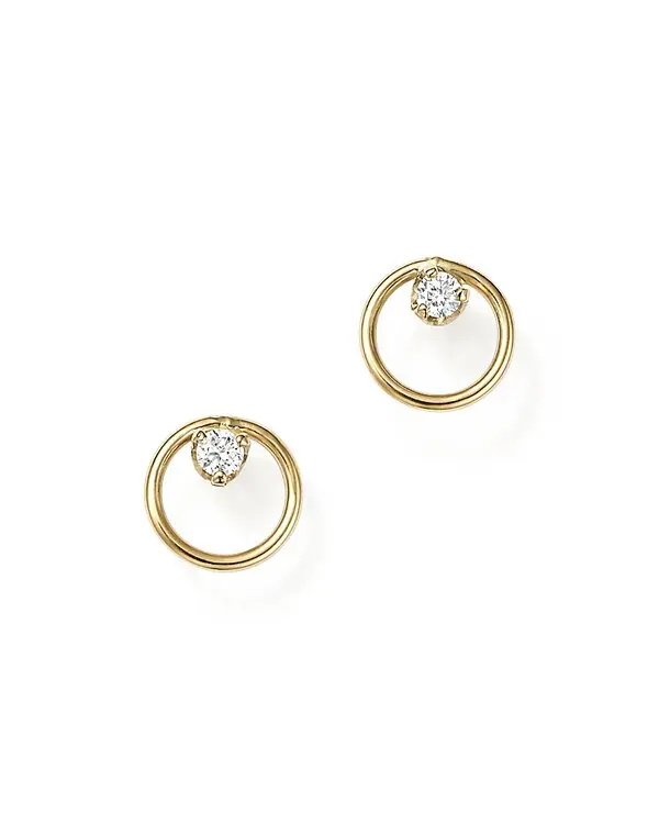 Zoe Chicco 14k Yellow Gold Circle Stud Earrings - White/gold