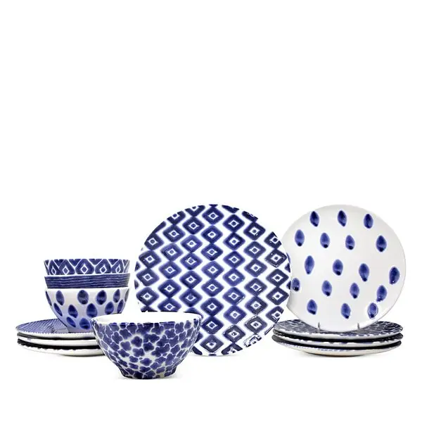VIETRI Santorini Assorted 12 Piece Place Setting - Blue