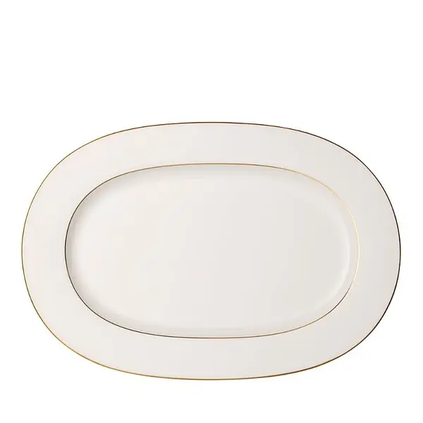 VILLEROY & BOCH Anmut Gold Oval Platter - White