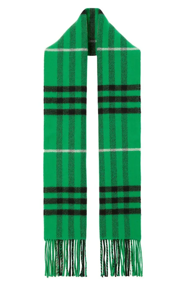 Burberry Giant Check Wool & Cashmere Fringe Scarf