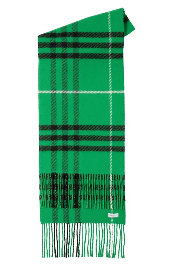 Burberry Giant Check Wool & Cashmere Fringe Scarf