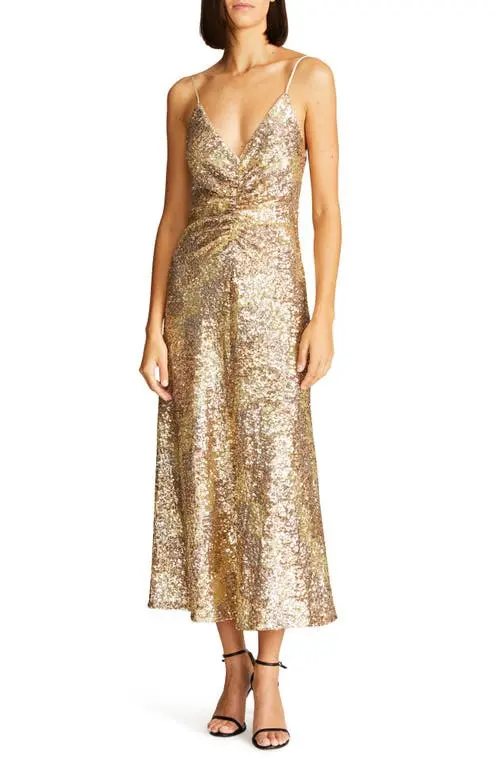 Halston Alessandra Sequin V-neck Dress