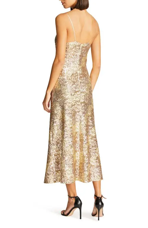 Halston Alessandra Sequin V-neck Dress