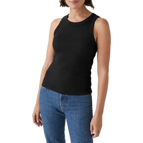 Michael Stars Gina Cotton & Modal Rib Tank - Black