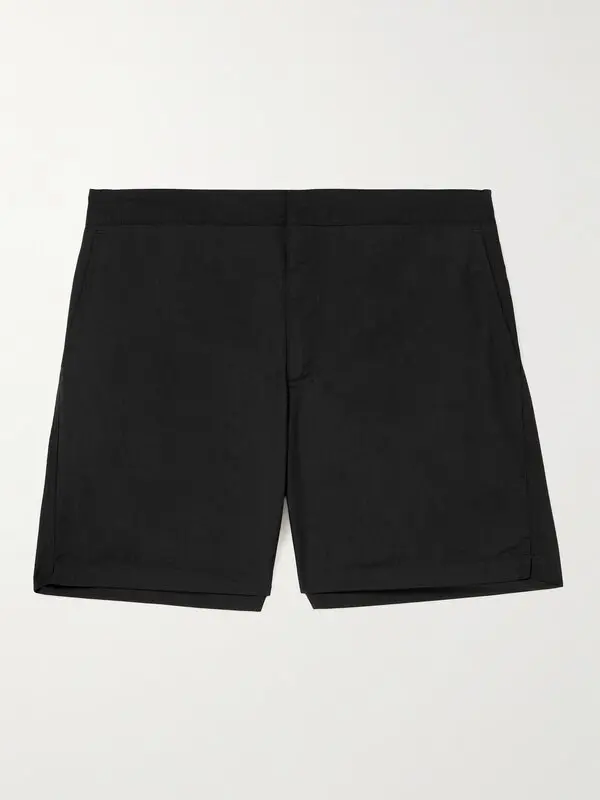 Mr P. Straight-leg Mid-length Swim Shorts - Black