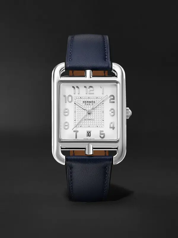 Hermès Cape Cod Automatic 37mm Large Stainless Steel And Leather Watch - White