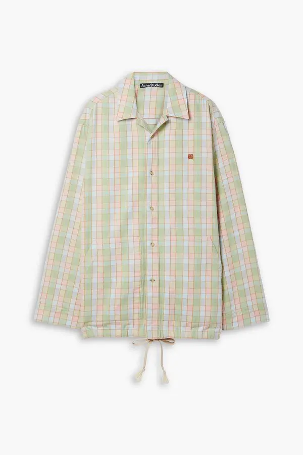 Acne Studios Checked Cotton Flannel Shirt With Drawstring Hem