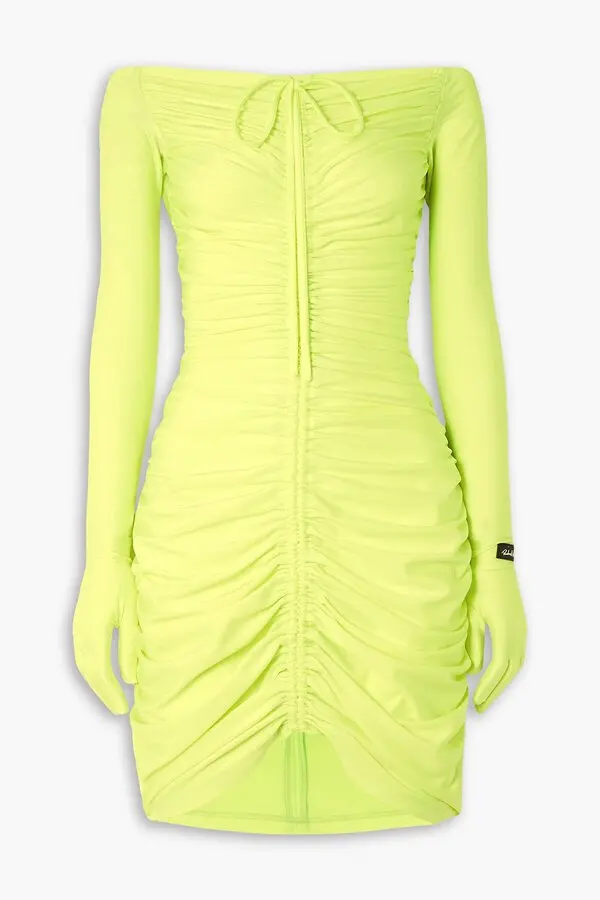 RICHARD QUINN Off-the-shoulder Ruched Mini Dress - Bright Yellow