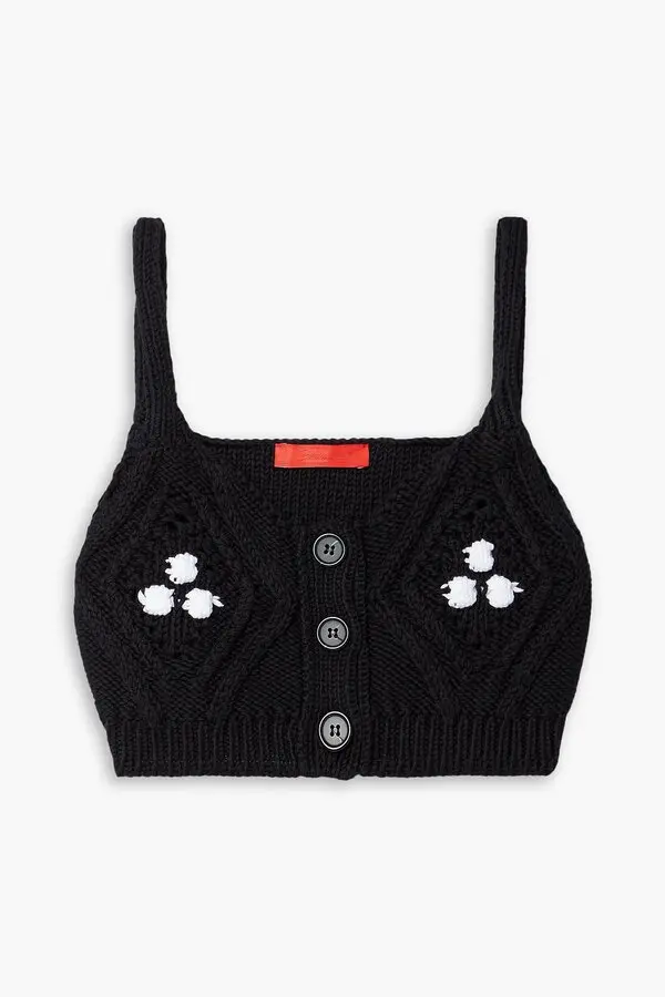 Commission Cableknit Cotton Bra Top - Black
