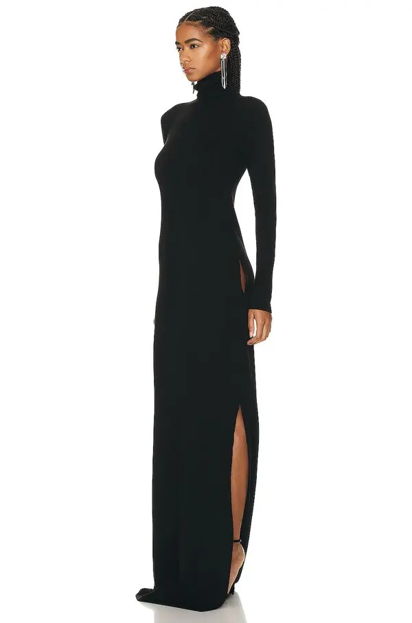 Saint Laurent Long Sleeve Turtleneck Gown