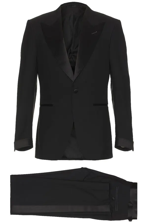 TOM FORD Super 120's Plain Weave Shelton Evening Suit - Black