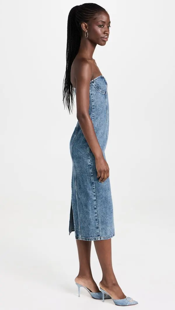 Lioness Smokeshow Strapless Dress In Blue Denim - 70% Off | Editorialist