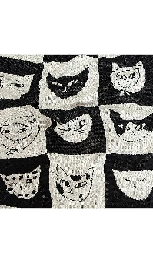 SLOWDOWN STUDIO Cat Bingo Mini Blanket In Black & White