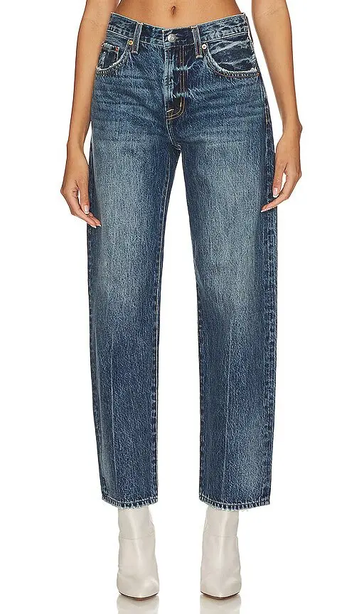 PISTOLA Lexi Mid Rise Relaxed Straight Jeans In Dark Wash Denim - Artisan