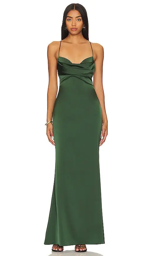 Evening Gown Green Silk Satin Dress Emerald Gown Velvet Hunter Green And  Gold Dress Long Prom