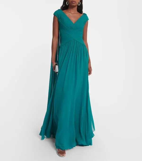 Elie Saab Caped Silk-blend Gown