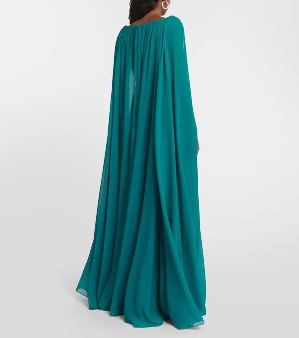 Elie Saab Caped Silk-blend Gown