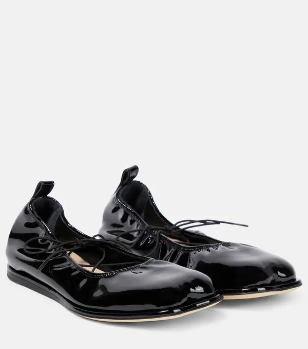 Simone Rocha Patent Leather Ballet Flats - Black