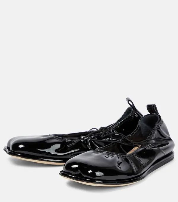 Simone Rocha Patent Leather Ballet Flats - Black
