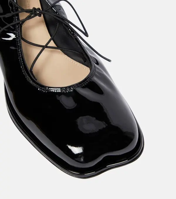 Simone Rocha Patent Leather Ballet Flats - Black