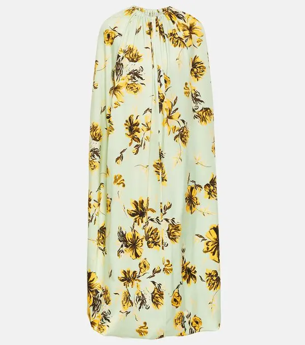 JIL SANDER Floral Caped Midi Dress