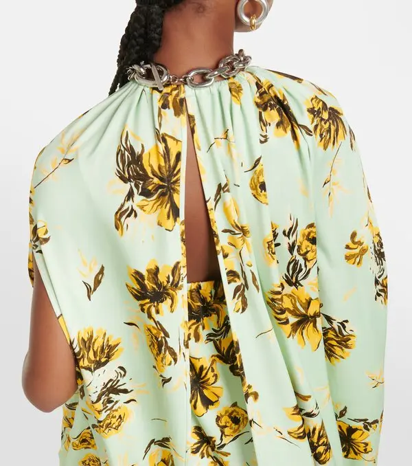 JIL SANDER Floral Caped Midi Dress