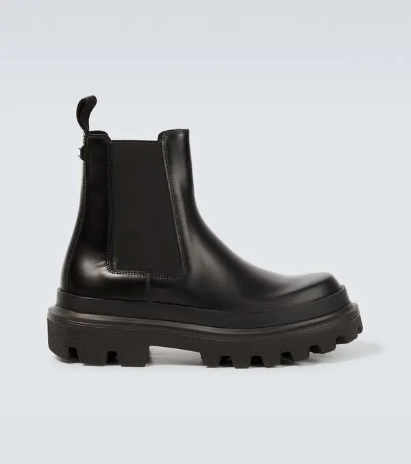 Bottes Chelsea Dolce&Gabbana Homme En Cuir Et Fourrure - Taille EU 41.5 - Noir - Neuf Avec Emballage