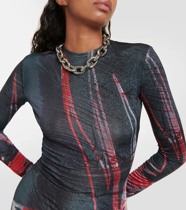 LOUISA BALLOU Printed Jersey Maxi Dress