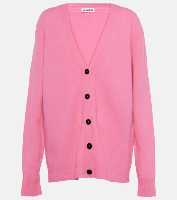 JIL SANDER V-neck Wool Cardigan - Pink