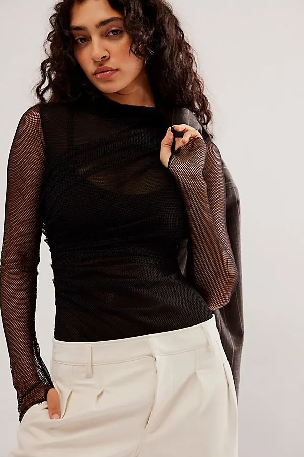 Free People On My Way Bodysuit - Black