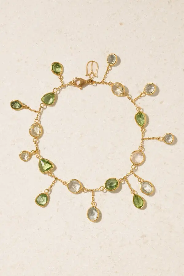 PIPPA SMALL Irrawaddy Aquamarine And Peridot 18-karat Bracelet - Gold