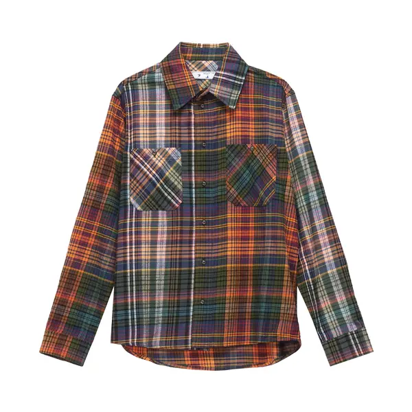 Off-White Stencil Flannel Check Shirt /black - Orange