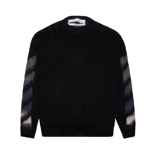 Off-White Diag Brushed Mohair Crewneck - Black