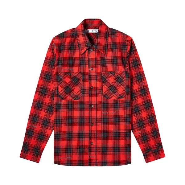 Off-White Stencil Flannel Check Shirt /black - Red