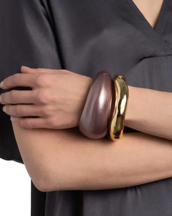 Alexis Bittar Puffy Lucite Tapered Bangle - Dusty Rose