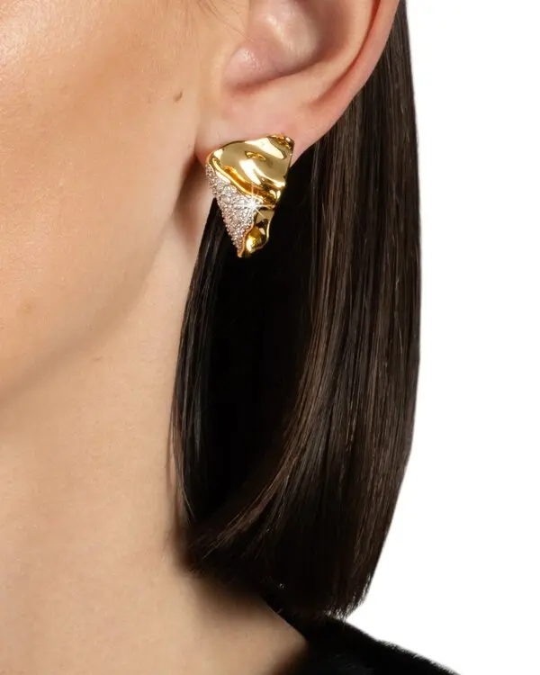 Alexis Bittar Solanales Crystal Folded Mini Earrings - Gold