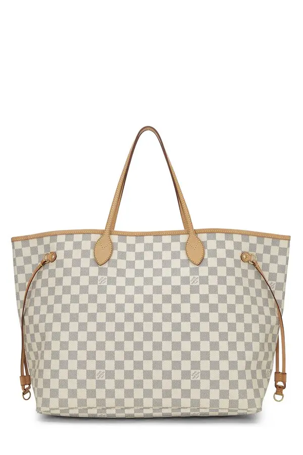 LOUIS VUITTON Damier Azur Neverfull Tote - White