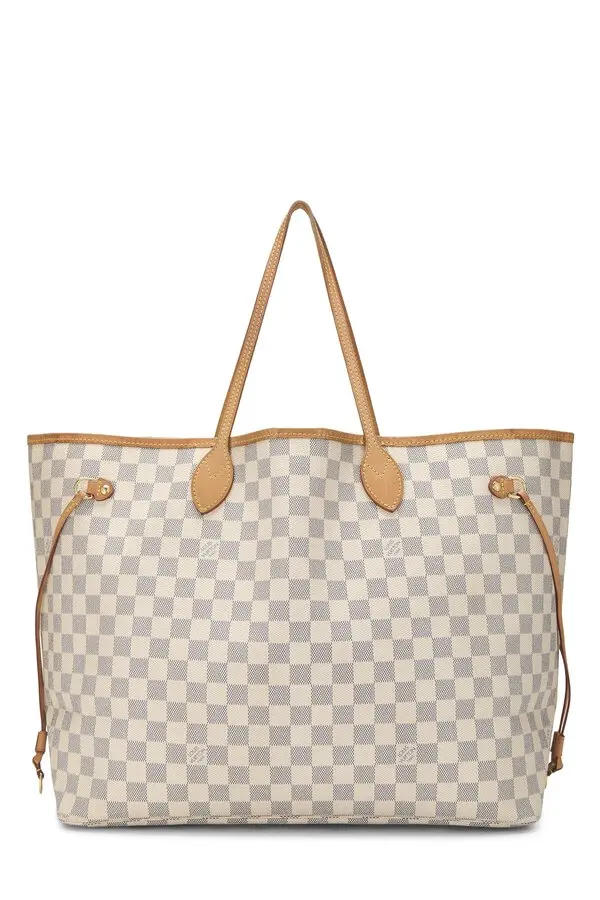 LOUIS VUITTON Damier Azur Neverfull Tote - White