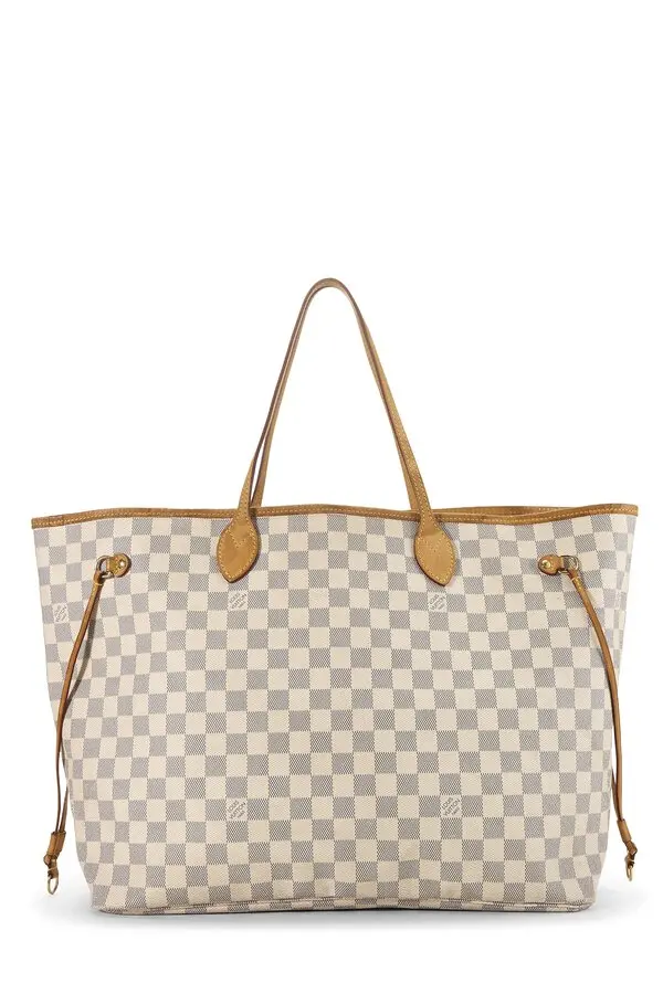 LOUIS VUITTON Damier Azur Neverfull Tote - White