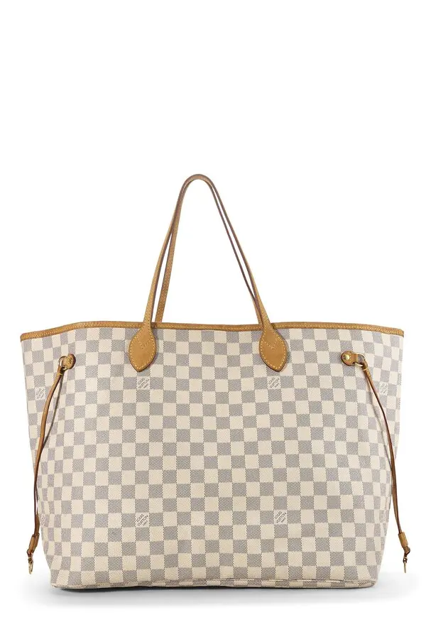 LOUIS VUITTON Damier Azur Neverfull Tote - White